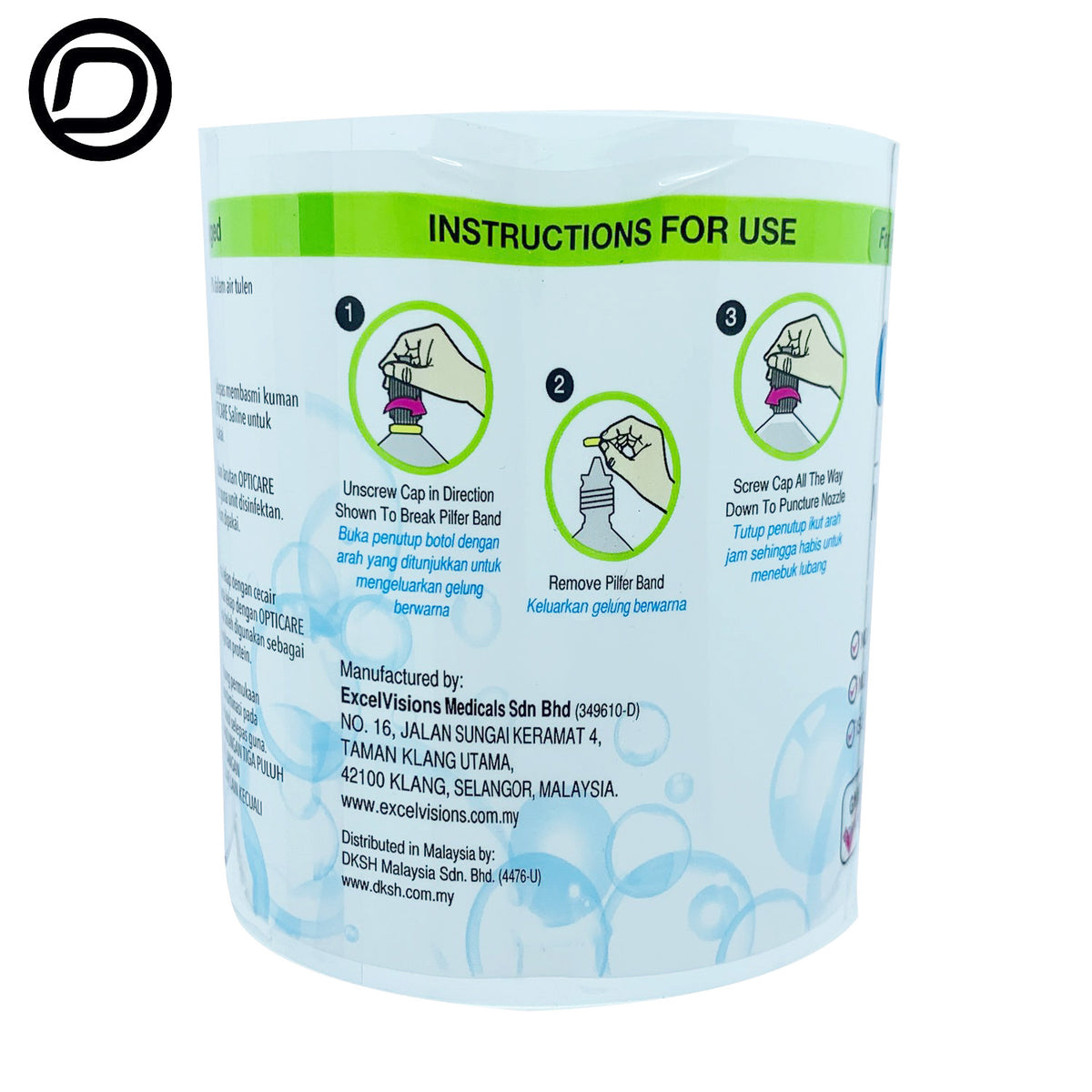 Opticare Normal Saline Solution 500ml | Des Optics Malaysia – Des ...