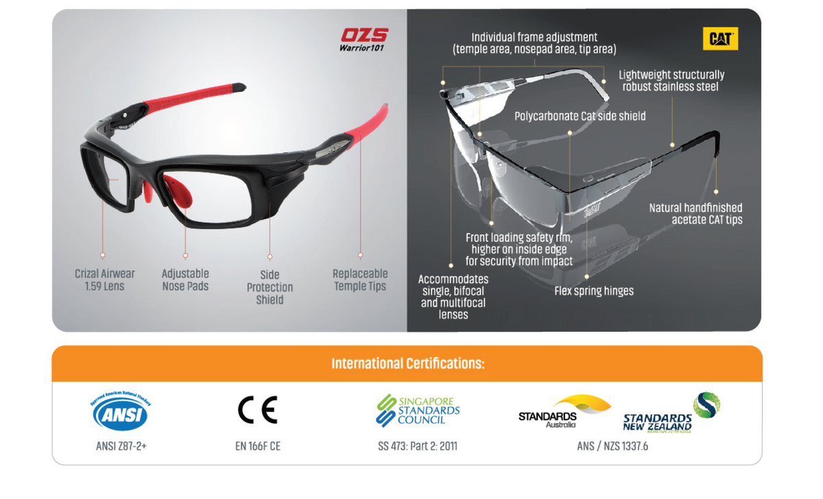 CATERPILLAR Carrier Safety Frame + Polycarbonate Lens – Des Optics Group
